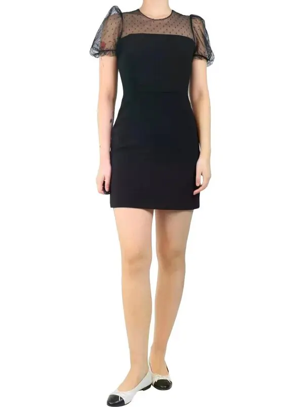 Red Valentino Mesh Polka-dot Mini Dress - Black