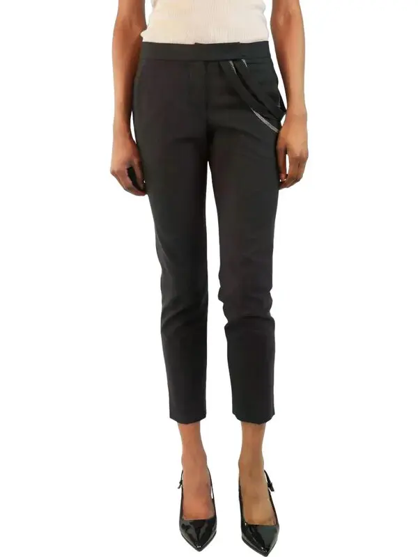 Brunello Cucinelli Monili Chain Detail Cropped Trousers - Grey