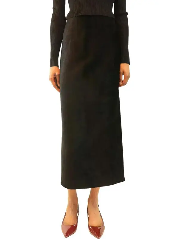 Alaïa Fleece Midi Skirt - Black