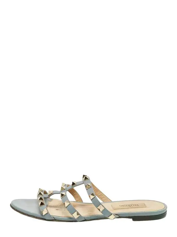 Valentino Garavani Rockstud Embellished Leather Sandals - Blue