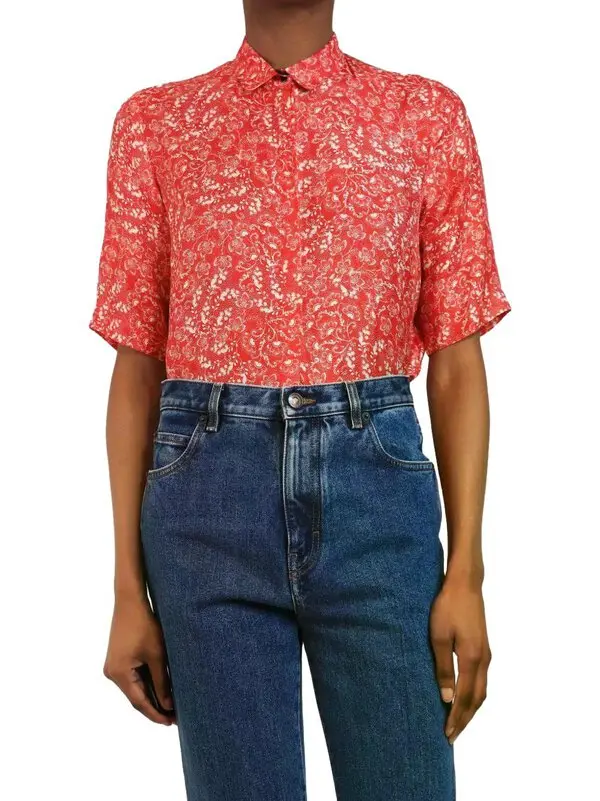 Roseanna Short-sleeve Floral Print Blouse - Red