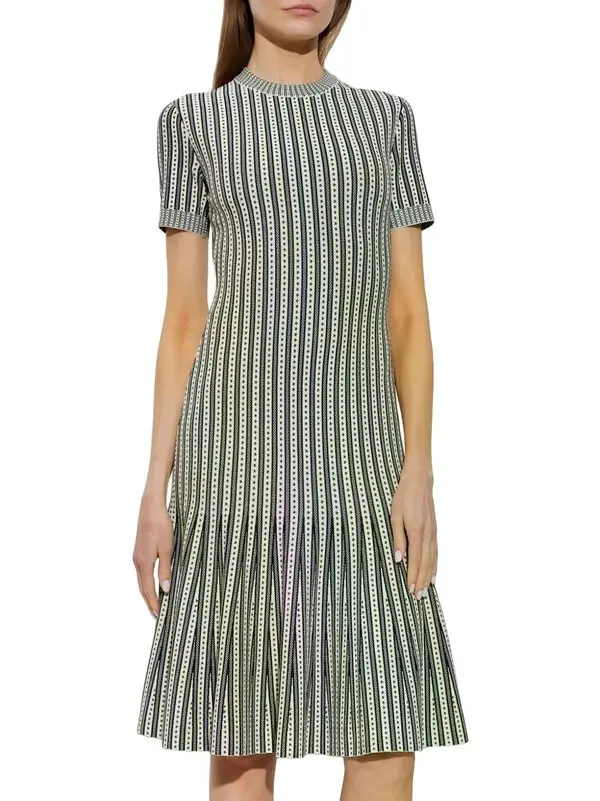 Alexander McQueen Striped Knitted Midi Dress - Neutrals