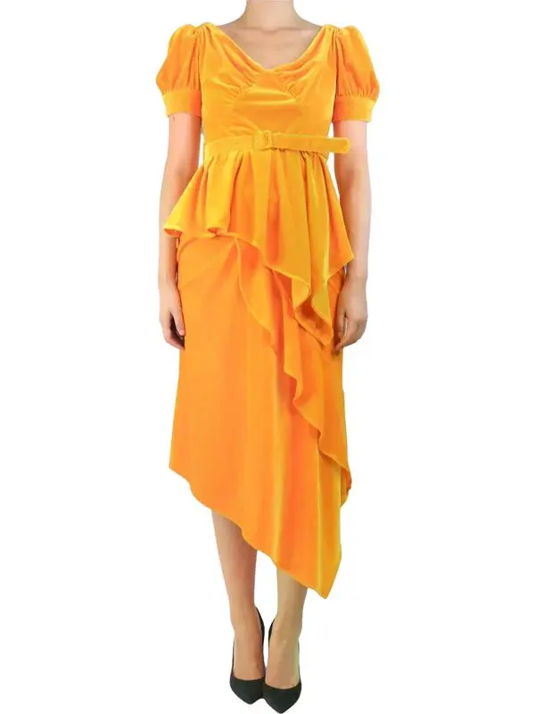 SELF-PORTRAIT Velour Skirt And Blouse Set - Orange