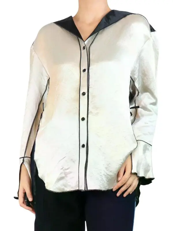 Yuzefi Contrast-trim Buttoned Shirt - Neutrals