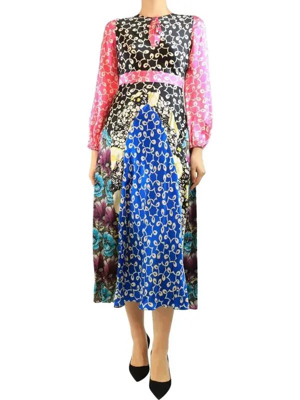 DURO OLOWU VINTAGE Printed Midi Dress - Black
