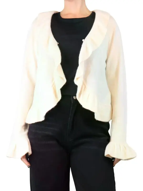 SHYLA Frilly Cashmere Cardigan - Neutrals