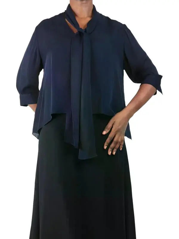 MORGANE LE FAY Silk Pussy-bow Blouse - Blue