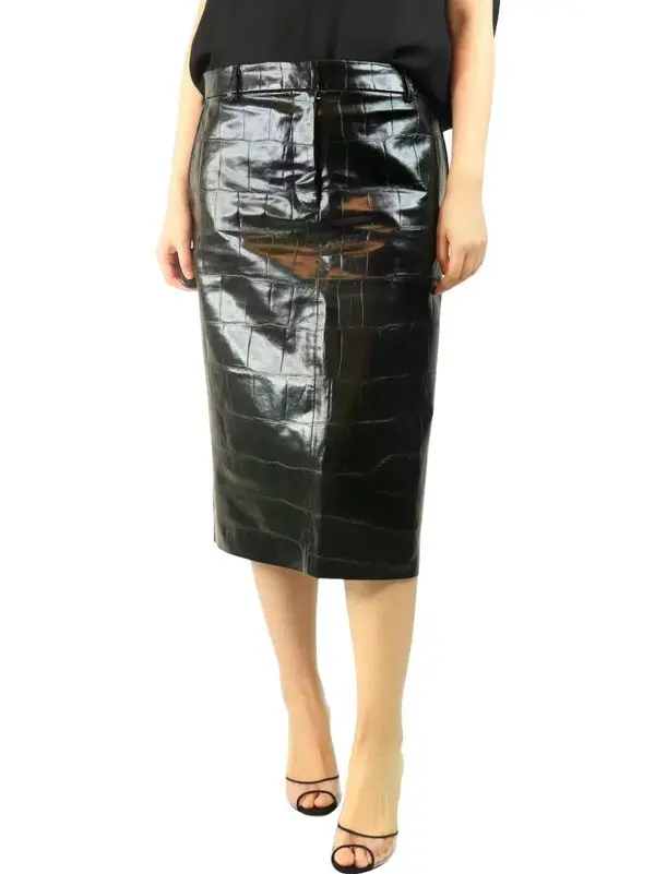 Stella McCartney Croc-embossed Midi Skirt - Black