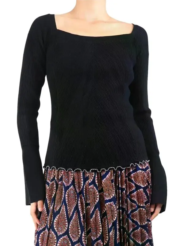 3.1 Phillip Lim Ribbed Beaded-trim Top - Black