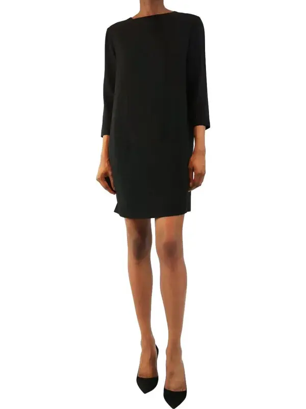 THE ROW Crepe Boat Neck Mini Dress - Black