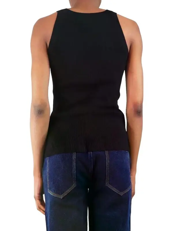 ISSUE TWELVE Ribbed Crew Neck Vest Top - Black