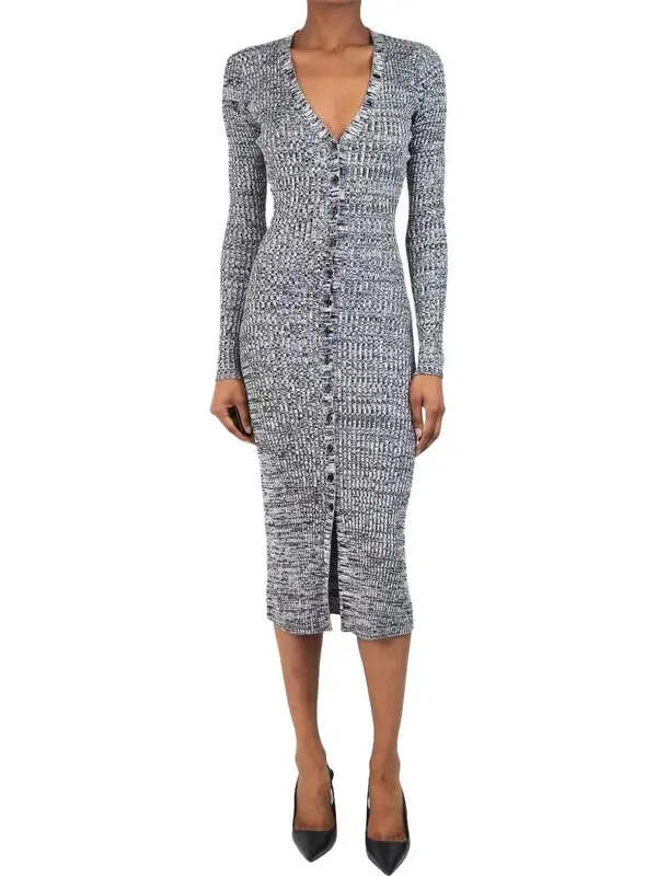 Baum Und Pferdgarten Melange Ribbed-knit Midi Dress - Black