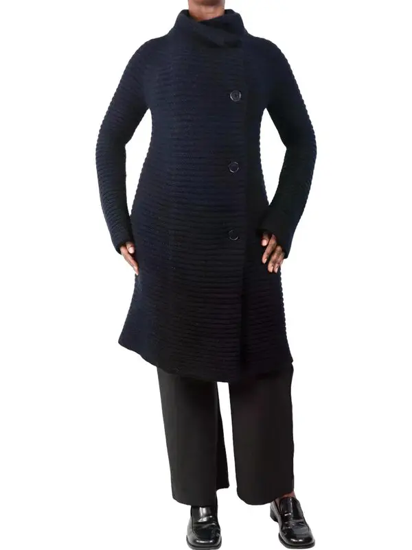JIL SANDER Ribbed Cashmere Coat - Blue