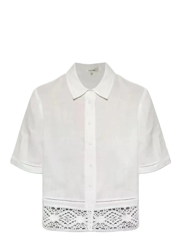 FRAME Heirloom Lace-trim Short-sleeve Shirt - White