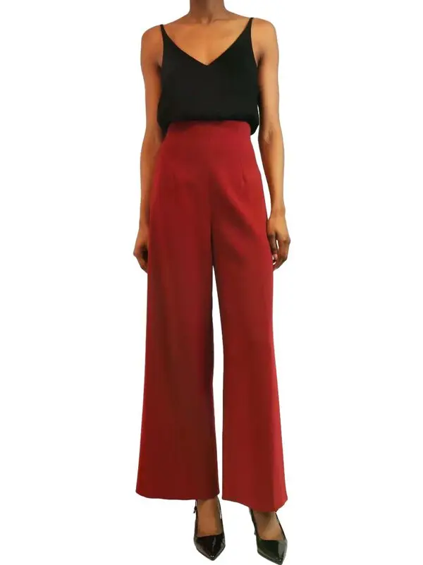 SERGIO HUDSON Darted Waist Wide Leg Trousers - Red