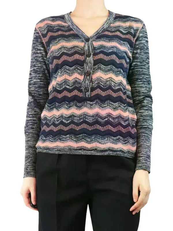 Missoni Zig-zag Knit V-neck Sweater - Grey