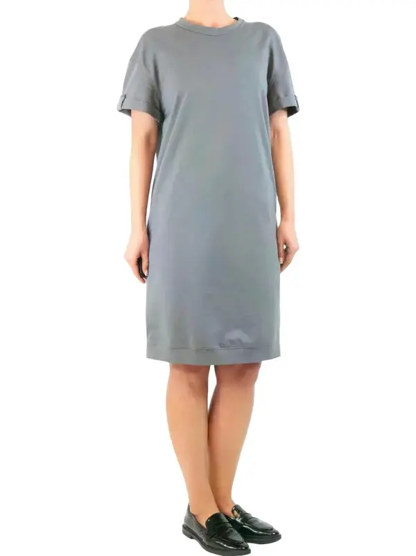 Brunello Cucinelli Short-sleeved Cotton Midi Dress - Grey