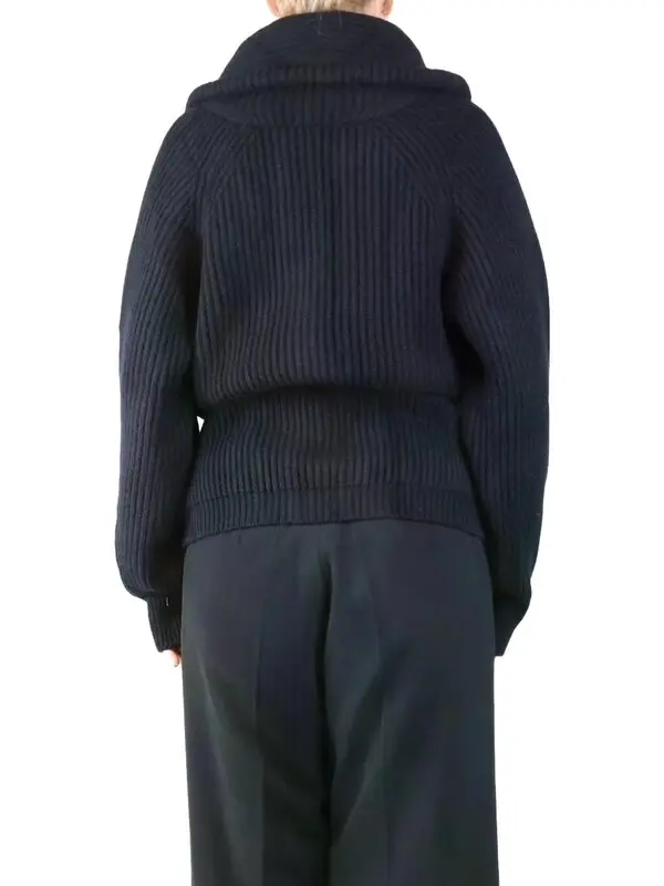 CRIME LONDON Ribbed Shawl-collar Cashmere Cardigan - Blue