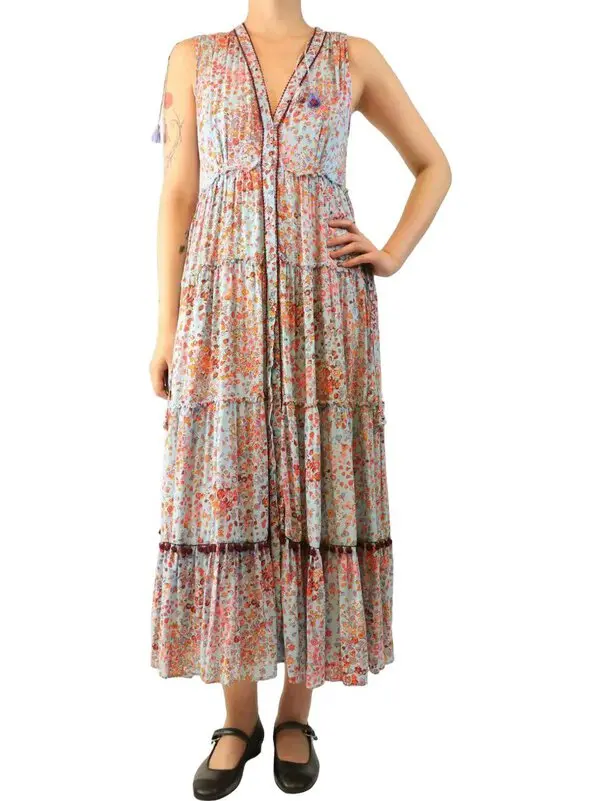 Poupette St Barth Floral Print Midi Dress - Blue