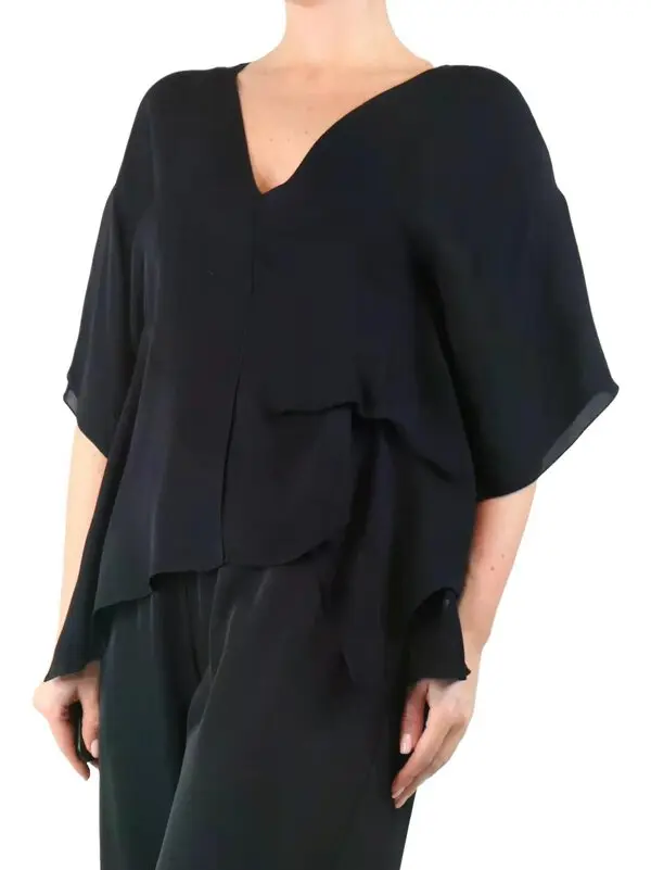 Nanette Lepore Asymmetric V-neck Blouse - Black