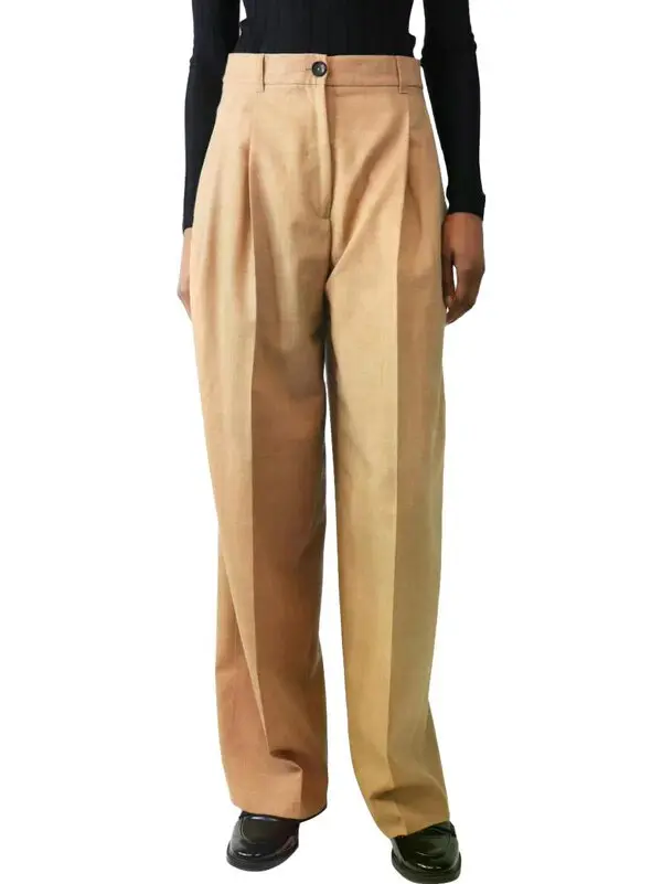 ME+EM Beige Wool Pleat-front Trousers - Neutrals
