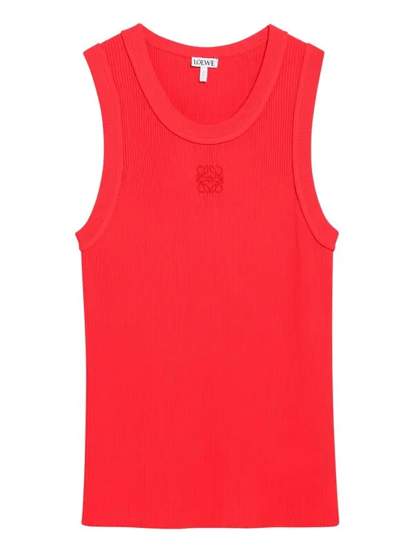 Loewe Anagram Ribbed Stretch Viscose Tank Top - Red