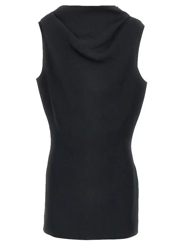 Khaite Crepe Satin Mini Dress - Black