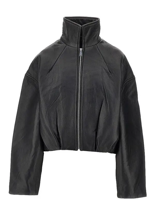 ROTATE BY BIRGER CHRISTENSEN Leather Boxy Jacket - Black