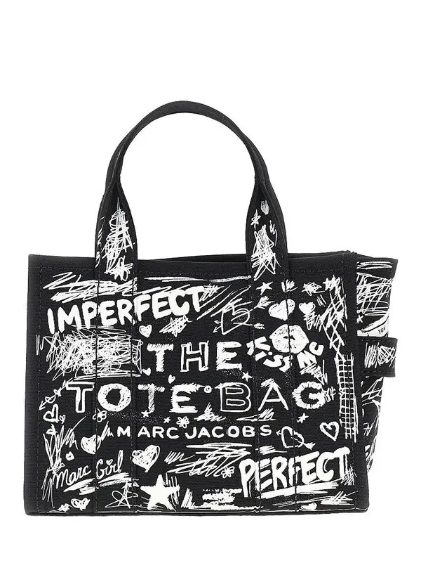 Marc Jacobs Punk Scribble Small Canvas Tote Bag - Black