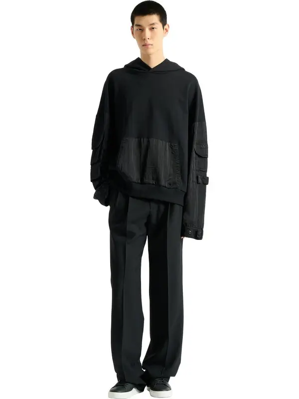 Balmain Textured Nylon Utility Hoodie - Black