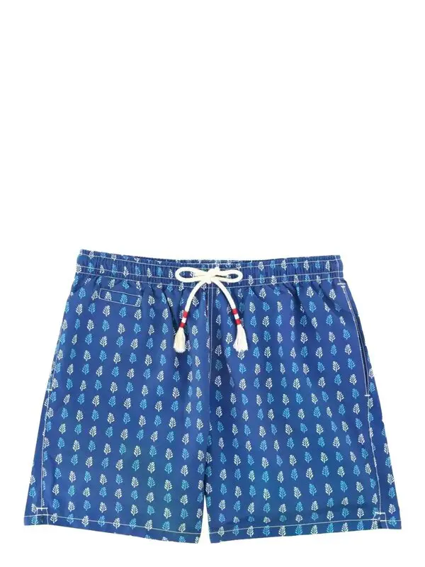 MC2 SAINT BARTH Leaf-print Swim Shorts - Blue