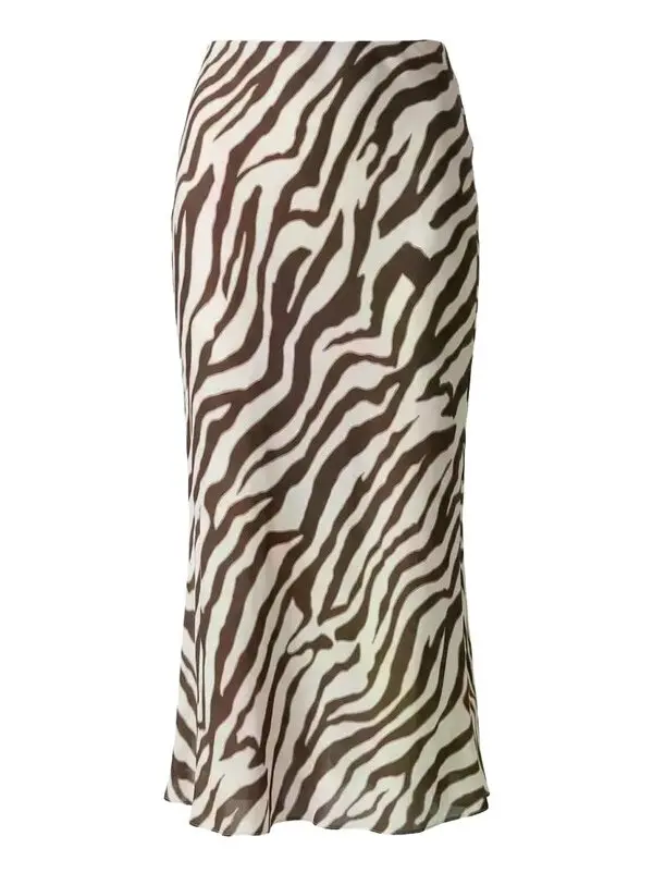 TOCCIN Zebra-print High-waisted Maxi Skirt - Neutrals