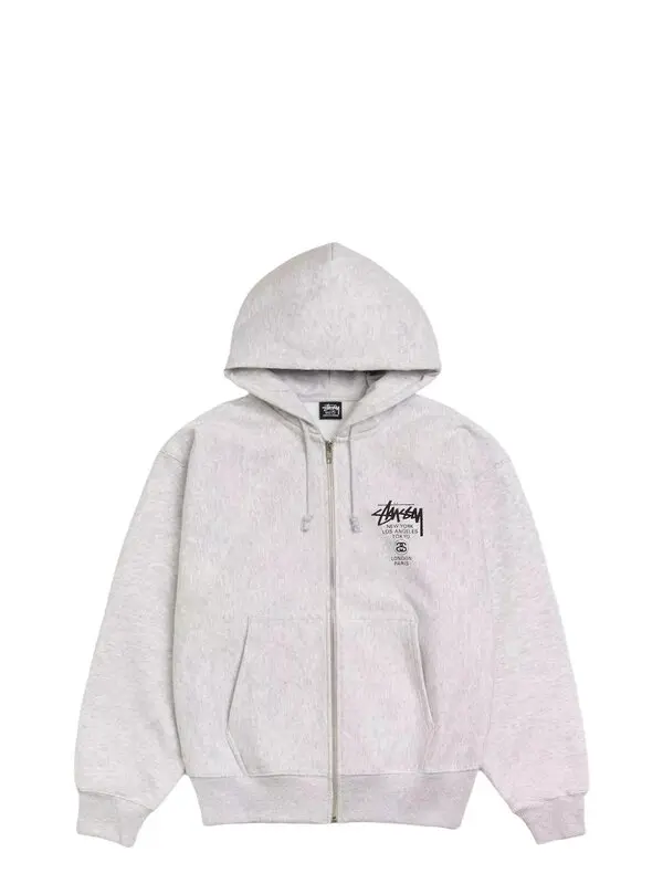 StÜssy World Tour Zip-up Hoodie - Grey