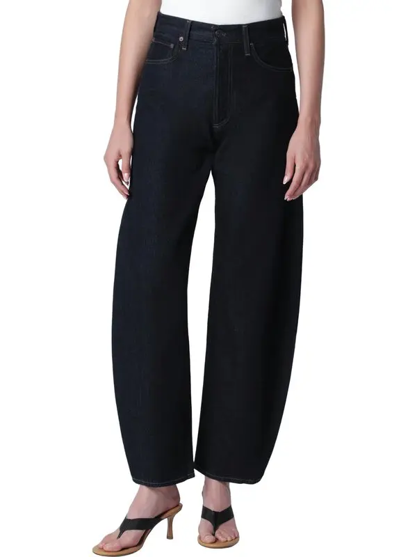 AGOLDE Luna High Rise Pieced Taper Jeans In Indigo Denim - Blue