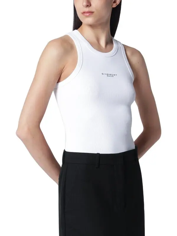 Givenchy Slim-fit Ribbed Tank Top With Logo - White