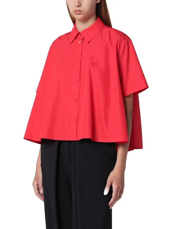 Loewe Cotton Shirt With Embroidered Logo - Red