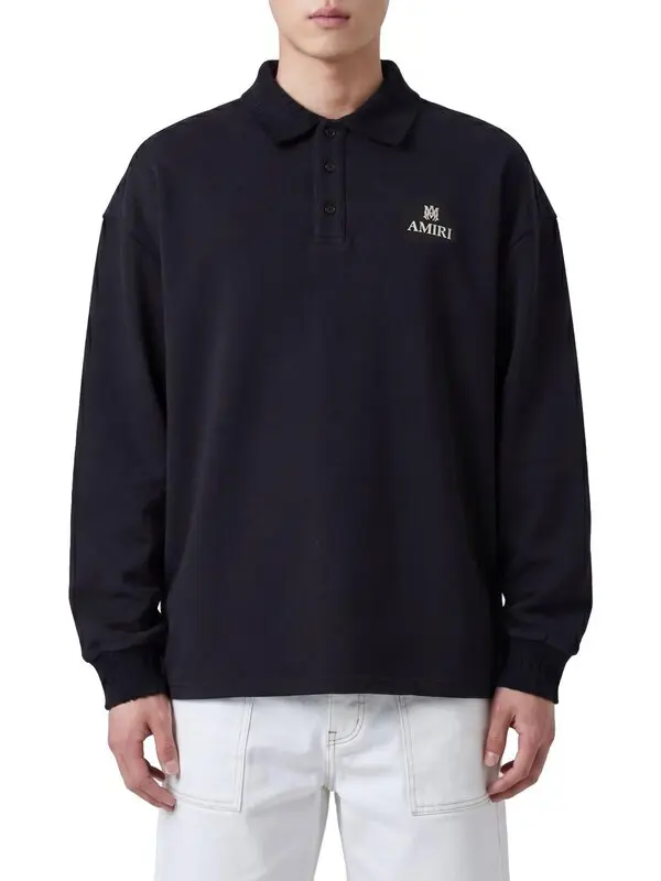 Amiri Long Sleeve Polo Shirt - Black