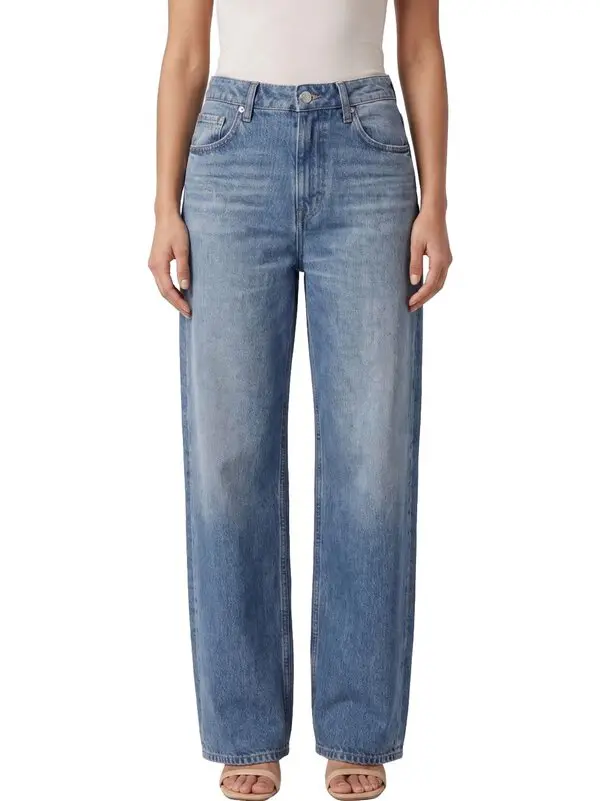 RAG&BONE High-waisted Wide-leg Cotton Denim Trousers - Blue