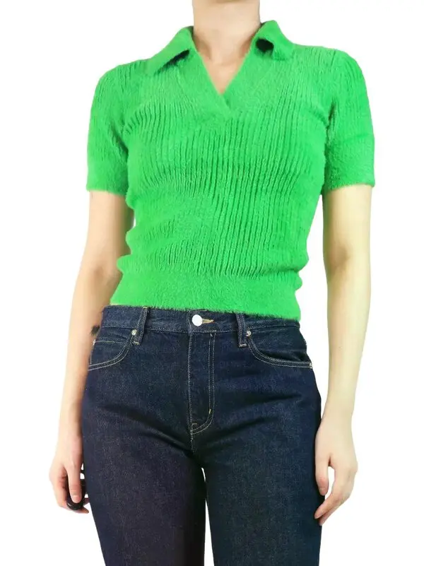 Sandro Brushed-knit Polo-collar T-shirt - Green