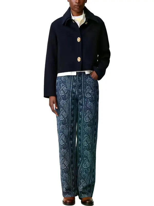 Claudie Pierlot Cropped Corduroy Collar Jacket - Blue