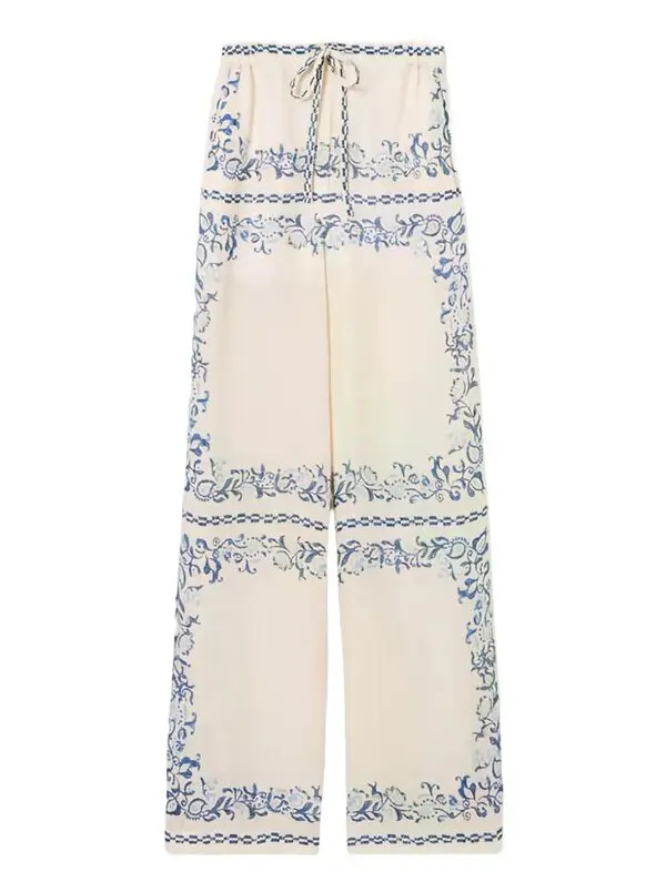 Claudie Pierlot Floral Print Linen Trousers - Neutrals