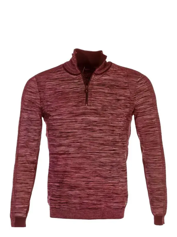 Hugo Quarter-zip Sweatshirt With Horizontal Pattern - Red