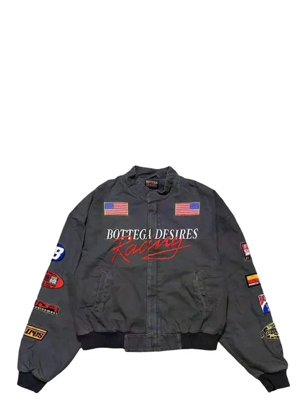BOTTEGA DESIRES Embroidered Logo Denim Jacket - Grey