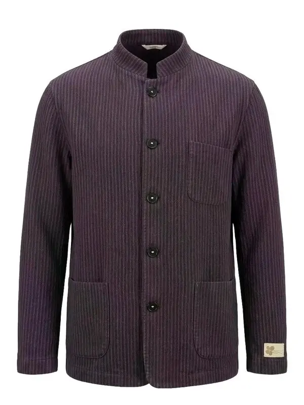 Massimo Alba Stripe-pattern Mandarin-collar Jacket - Purple