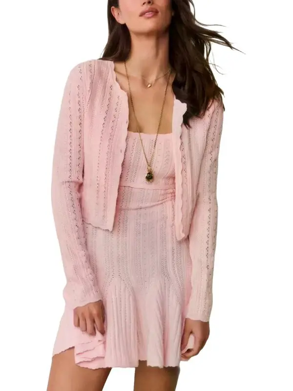 LoveShackFancy Pointelle Knit Cardigan - Pink