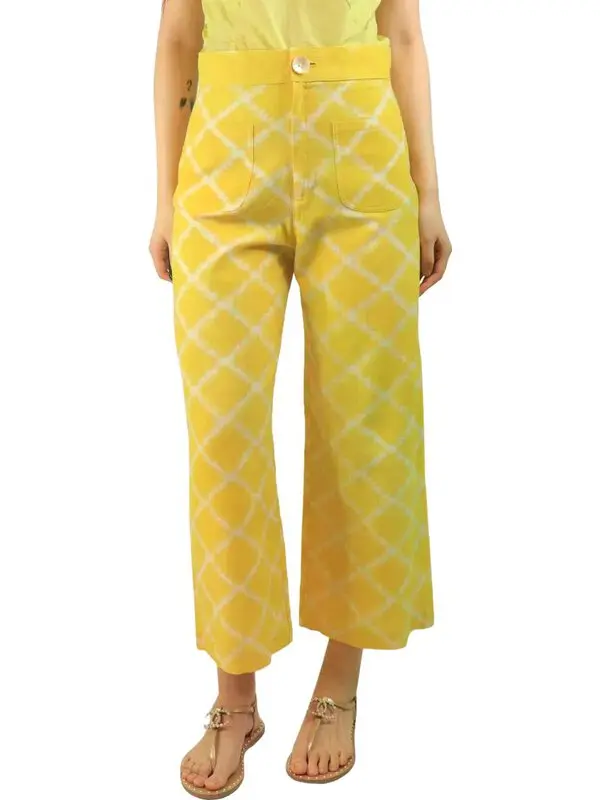 CASTRO Rhombus Wide-leg Cropped Trousers - Yellow