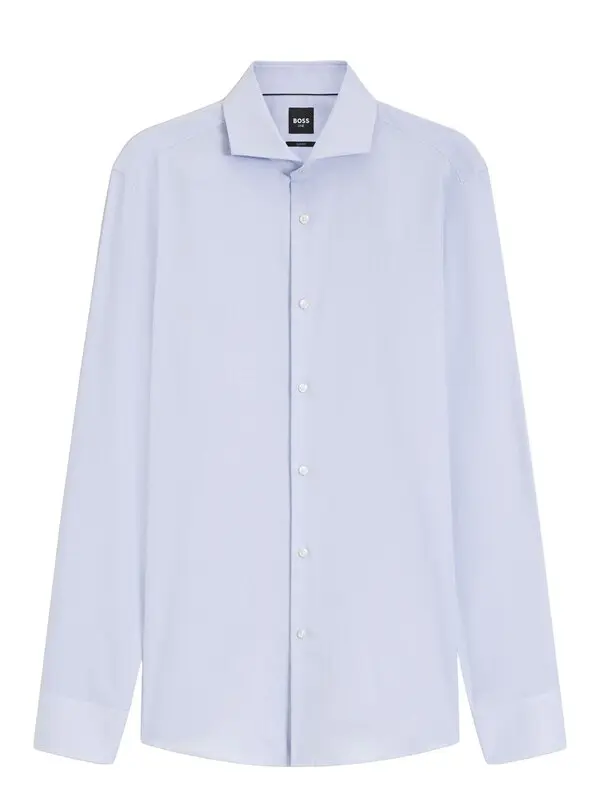 BOSS Slim-fit Cotton Shirt With Spread Collar - Light Blue