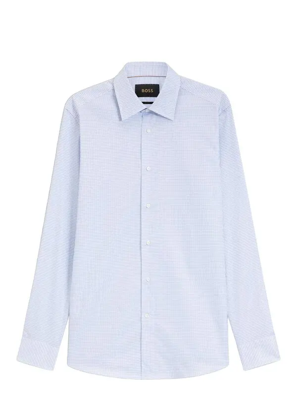 BOSS Slim-fit Shirt In Wrinkle-resistant Gingham-check Cotton - Light Blue