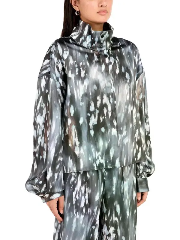 IRO PARIS Abstract Print High Neck Blouse - Grey