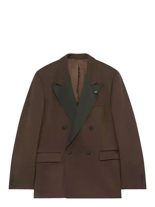 LARDINI Double-breasted Peak-lapel Suit - Brown
